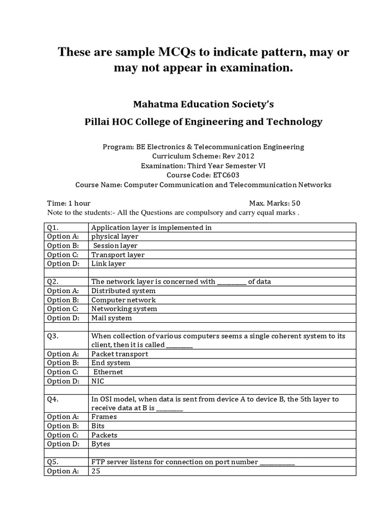 R12 TE SEM VI CBGS EXTC Computer Communication and Telecommunication Networks | PDF ...