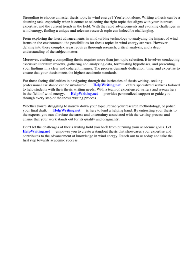 Master Thesis Topics in Wind Energy | PDF | Wind Turbine | Wind Power