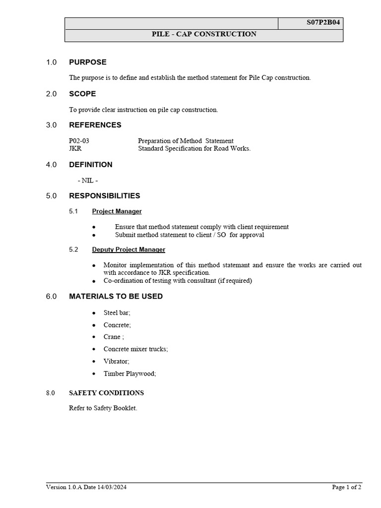 29 - Pile - Cap Construction | PDF
