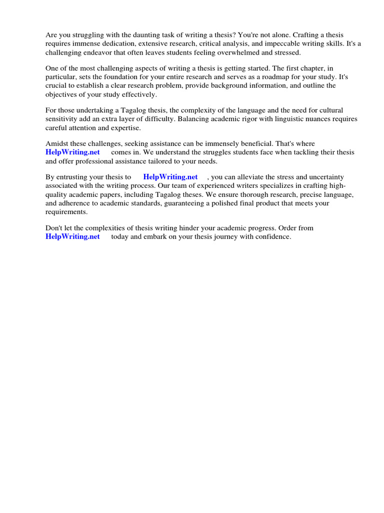 Sample Tagalog Thesis Chapter 1 | PDF | Thesis | Tagalog Language