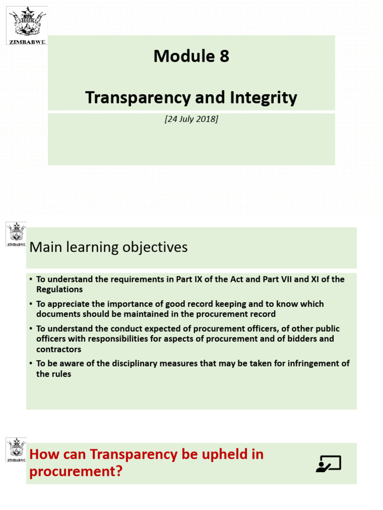 Module 8 Transparency and Integrity - ZIPAM | PDF | Records Management ...