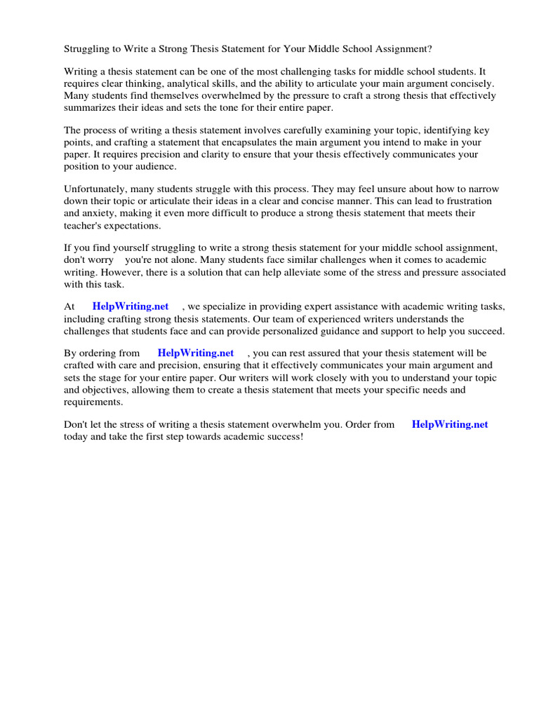 Writing A Strong Thesis Statement Middle School | PDF | Essays | Thesis