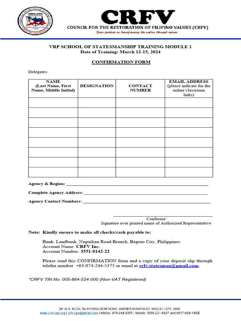SOS Mod 1 Confirmation Form March2024 | PDF | Business