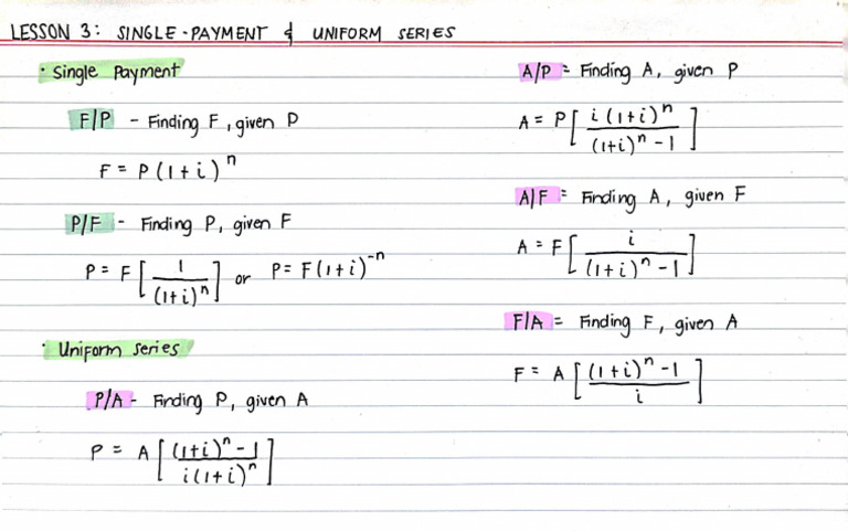 Lesson 3 Formula Single Payment And Uni Pdf