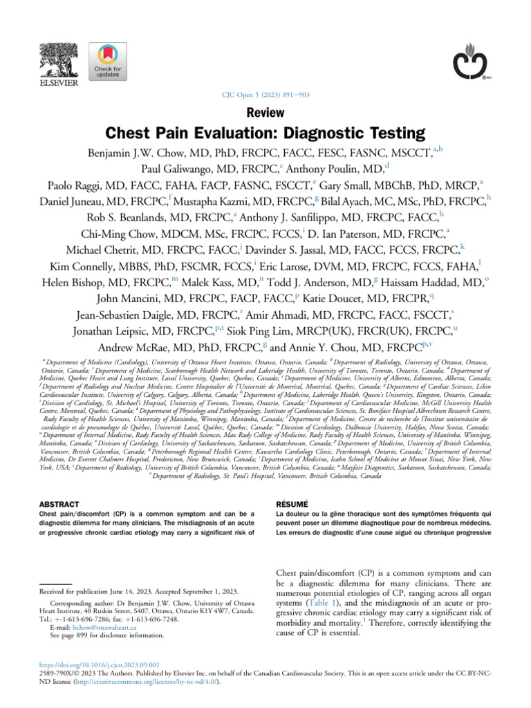 Chest Pain Evaluation | PDF | Clinical Medicine | Medical Specialties