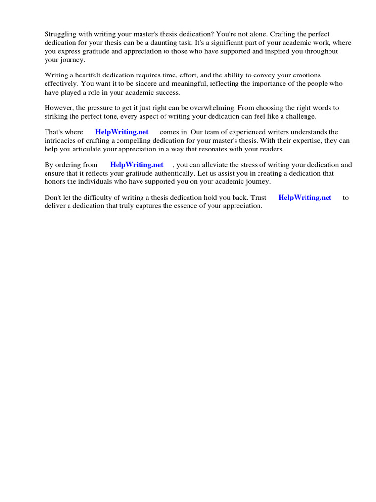 How To Write Dedication in Master Thesis | PDF | Thesis | Essays