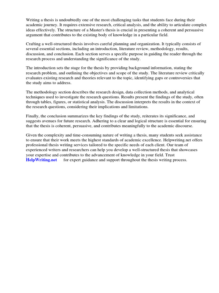 Ma Thesis Structure | PDF | Thesis | Methodology