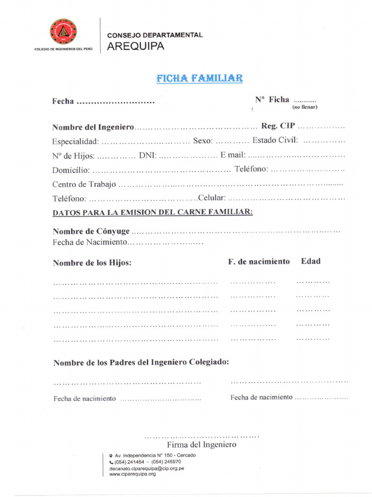 Ficha Familiar Nueva | PDF