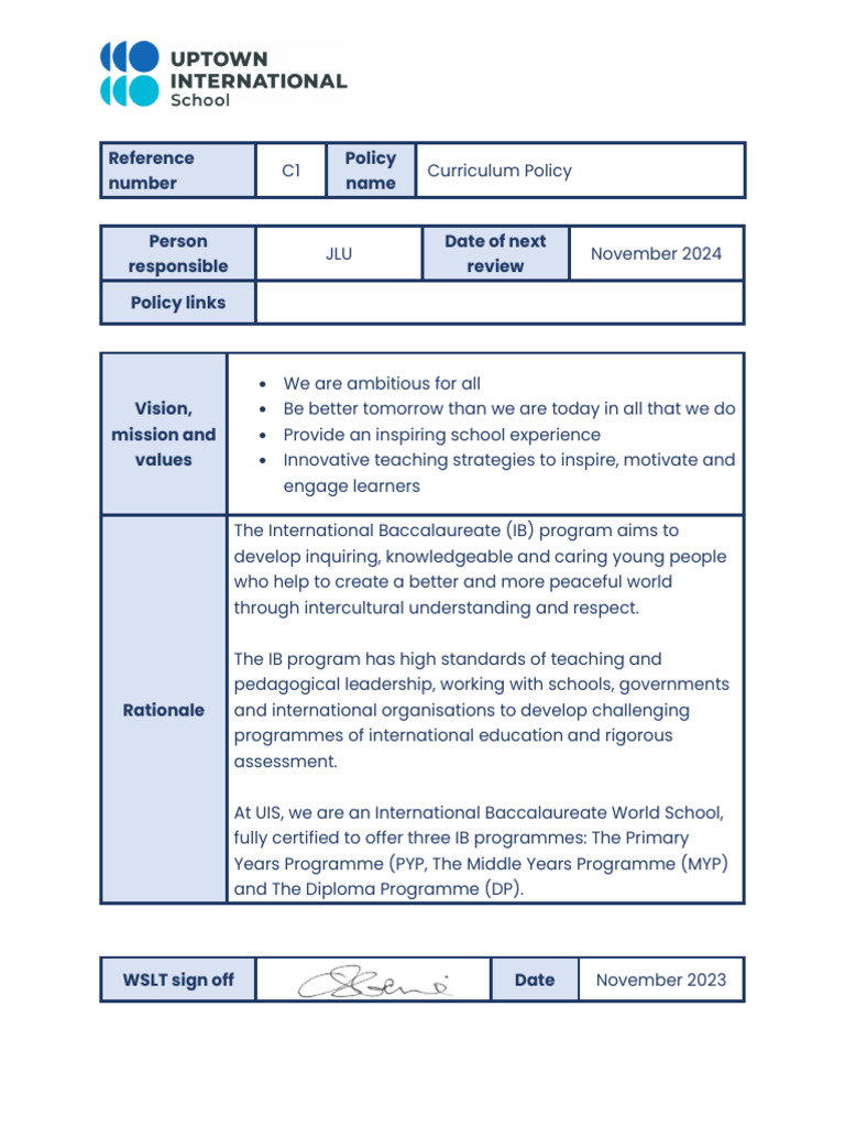 Curriculum-Policy | PDF | Cognition