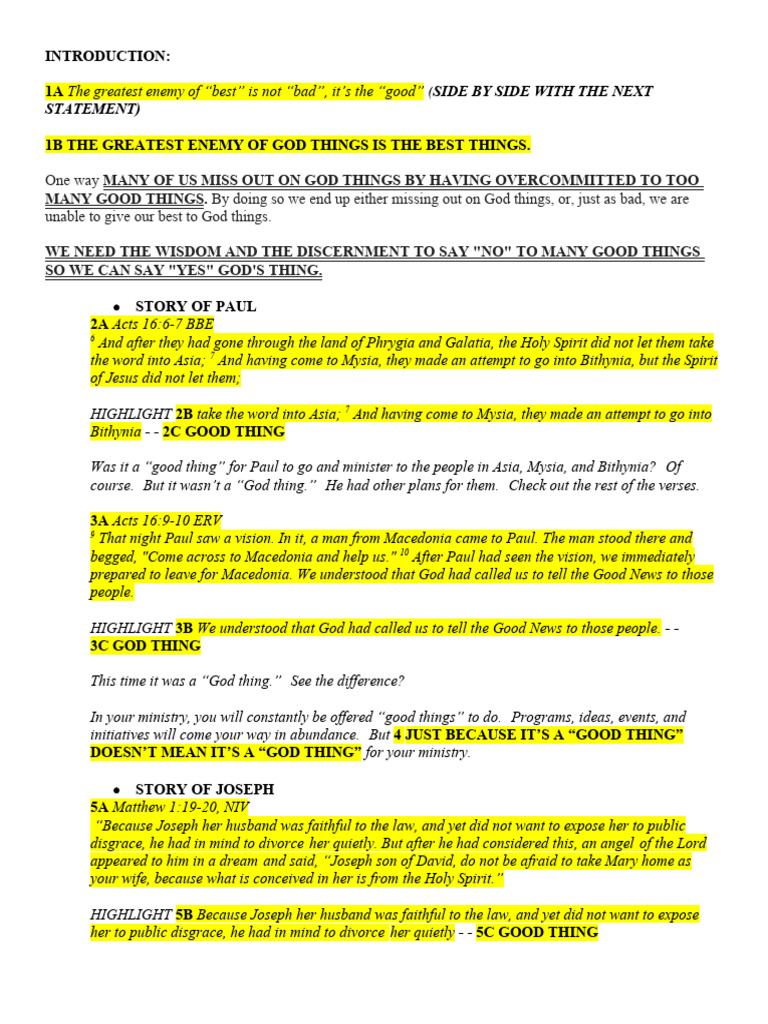 Distinguishing Good from God Things | PDF | Saint Joseph | Samuel