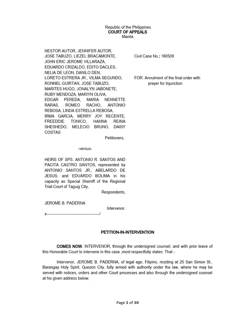 Complaint-in-Intervention (1) PADERNA | PDF | Injunction | Intervention ...