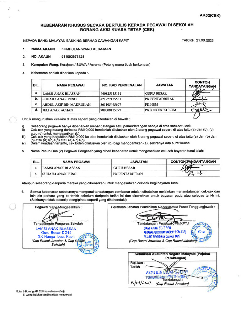 Contoh Susunan Lengkap AK52 | PDF