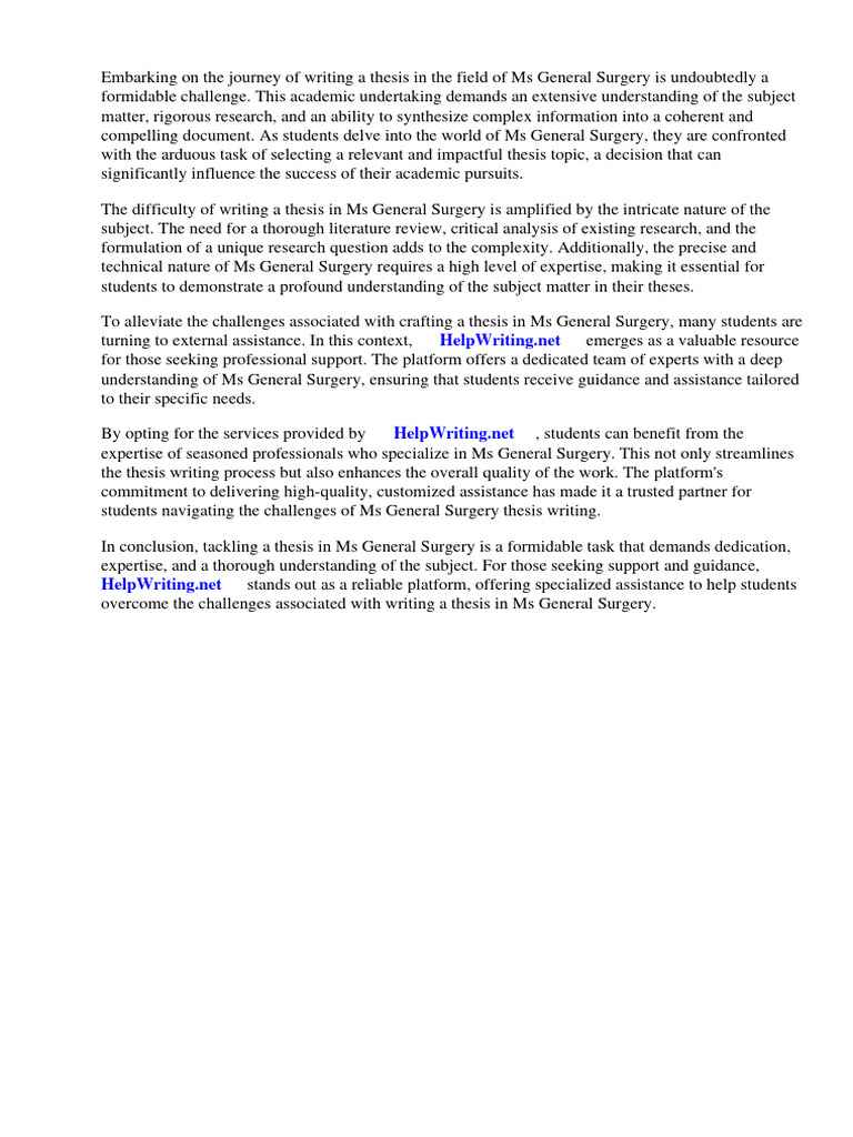 Thesis Topics Ms General Surgery | PDF | Thesis | Surgery