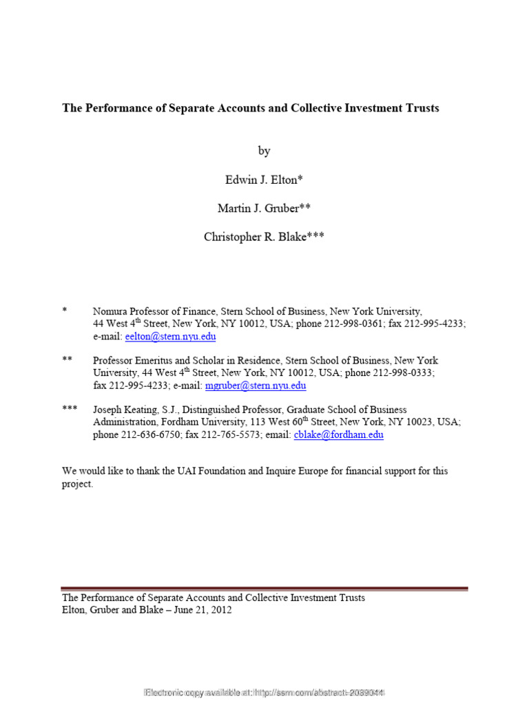 Performance Analysis of SMAs and CITs | PDF | Mutual Funds | Investment ...