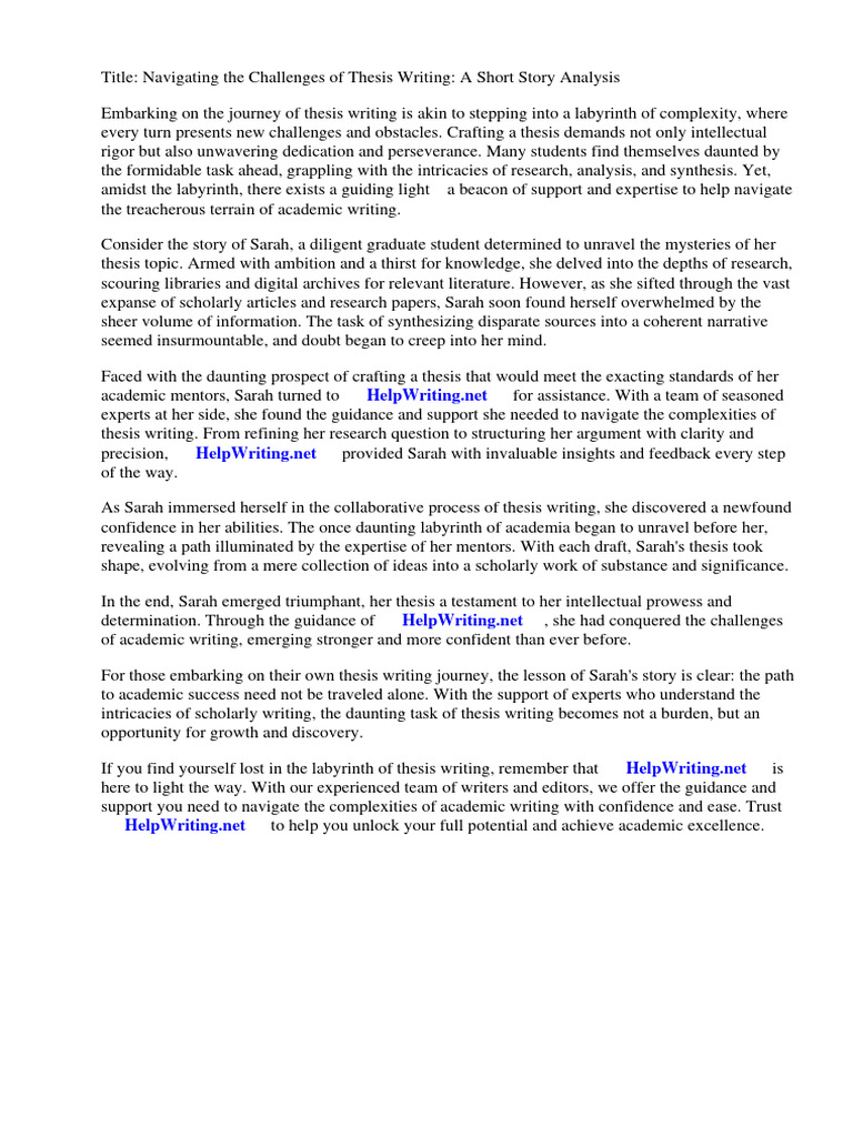 Thesis Analysis Short Story | PDF | Essays | Critical Thinking