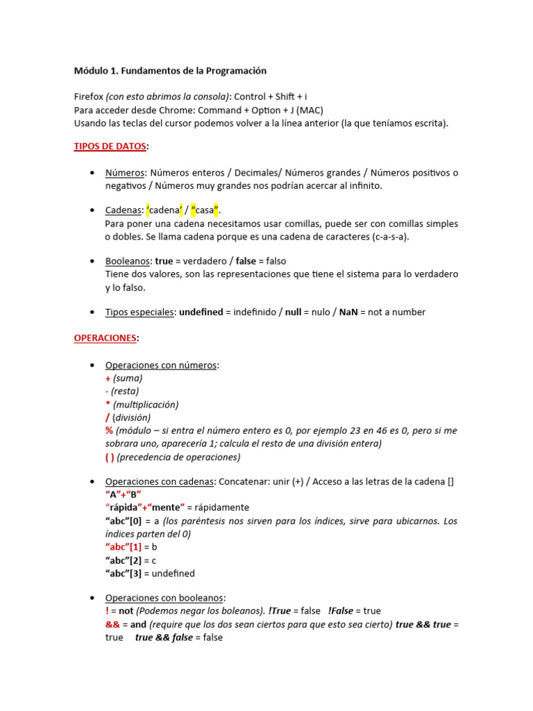 Fundamentos de la Programación | PDF | Cadena (informática) | Flujo de control
