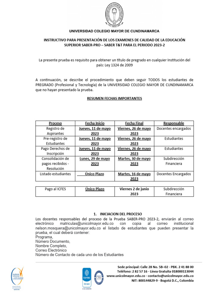 2023-2 Instructivo Prueba SABER-PRO | PDF