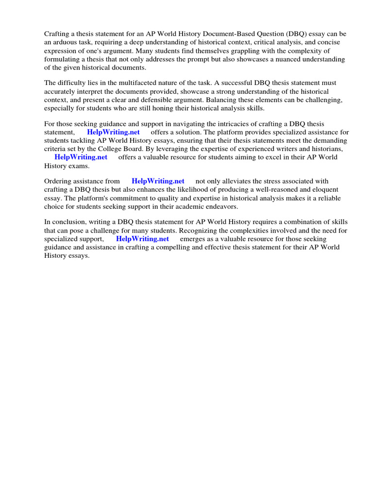 How To Write A DBQ Thesis Statement For AP World History | PDF | Essays ...