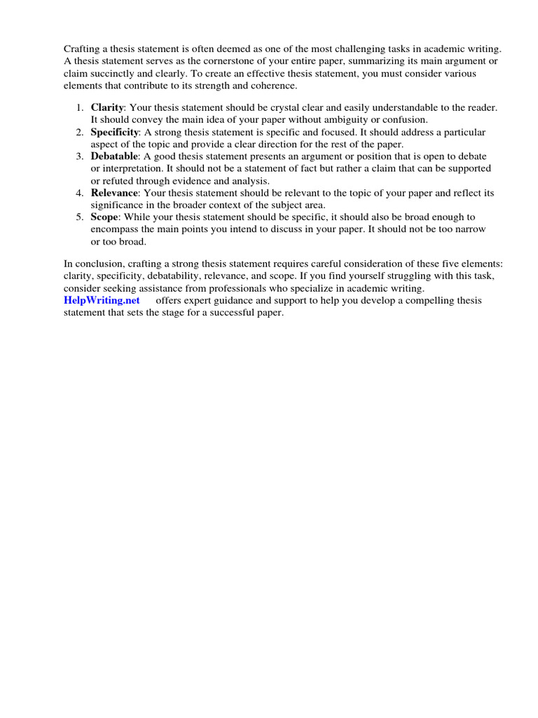 5 Elements of a Thesis Statement | PDF | Essays | Thesis