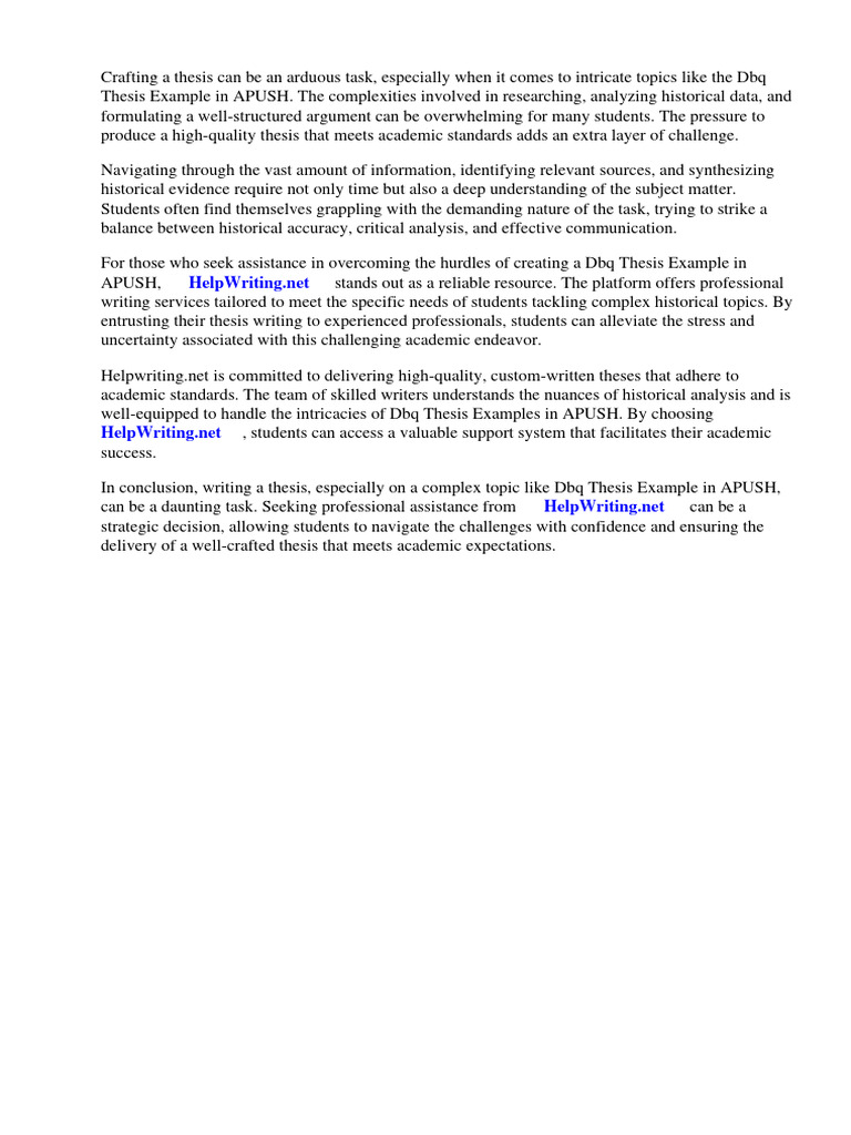 DBQ Thesis Example Apush | Download Free PDF | Essays | Whig Party ...