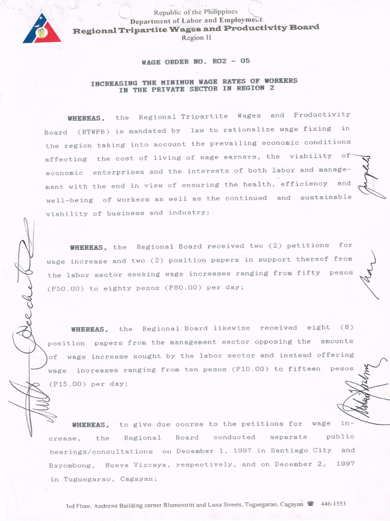 Region 2 Wage Order No. 5 | PDF