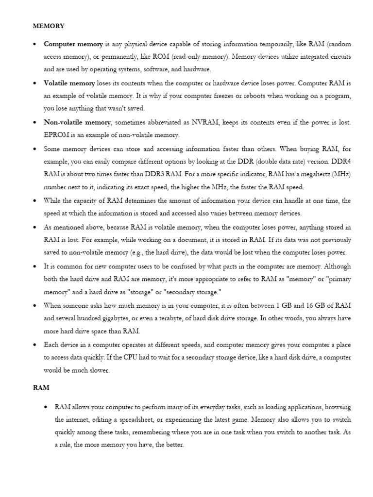 Memory | PDF | Computer Memory | Random Access Memory