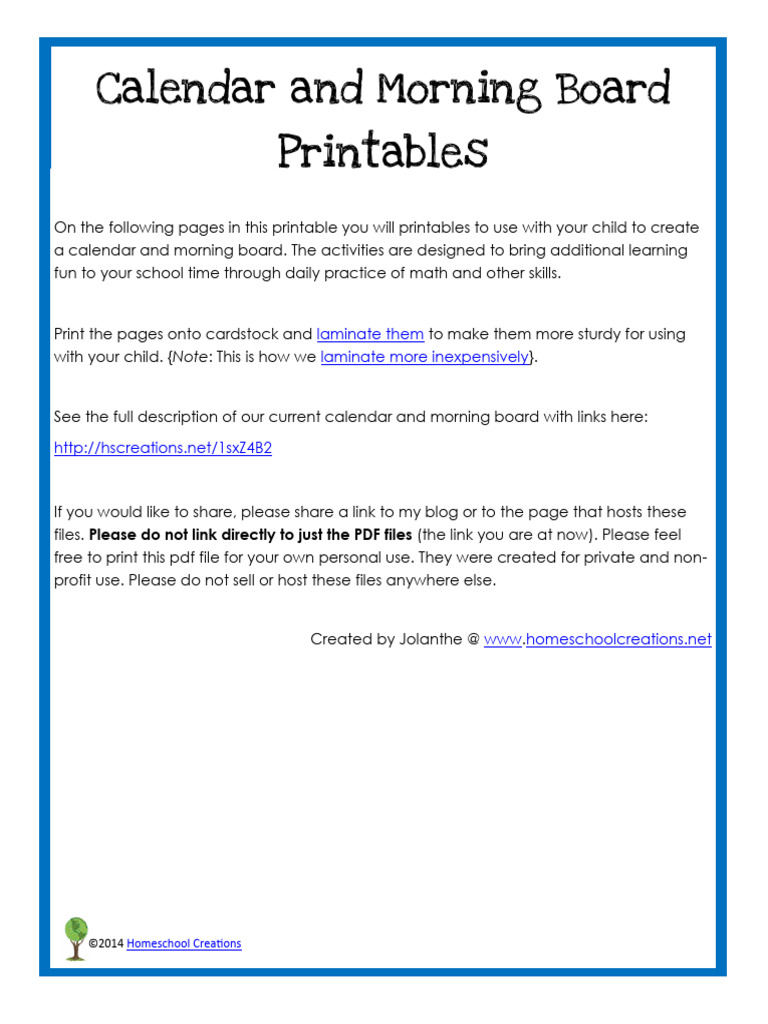 Calendar-and-Morning-Board-Printable-Set | PDF