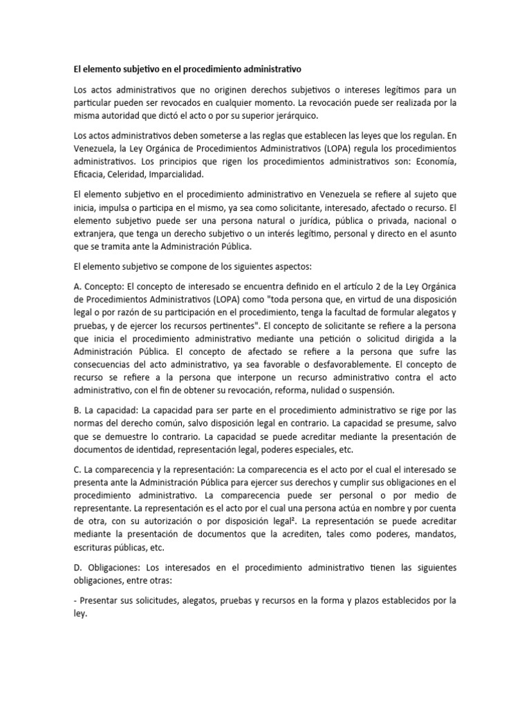 Elemento Subjetivo en Procedimiento Administrativo | PDF | Gobierno ...