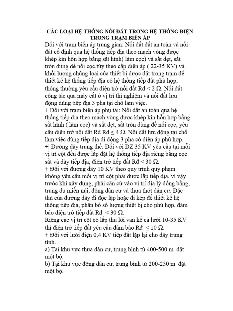 (123doc) - Cac-Loai-He-Thong-Noi-Dat-Trong-He-Thong-Dien-Trong-Tram-Bien-Ap | PDF