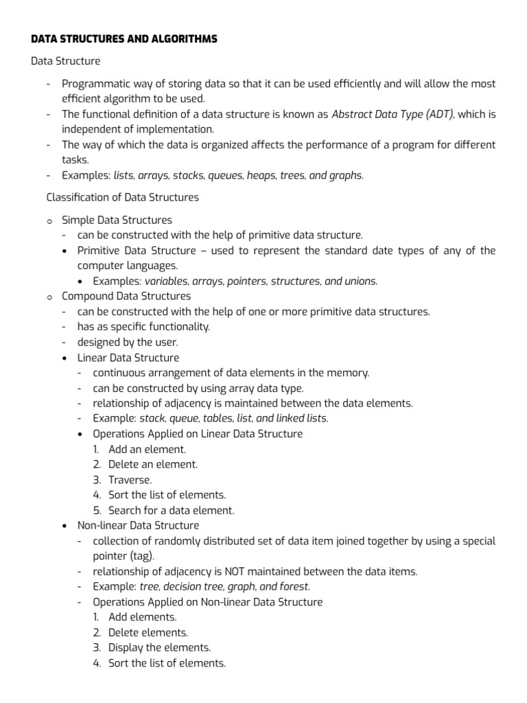 Dsa Reviewer 1 Pdf Queue Abstract Data Type Data Structure