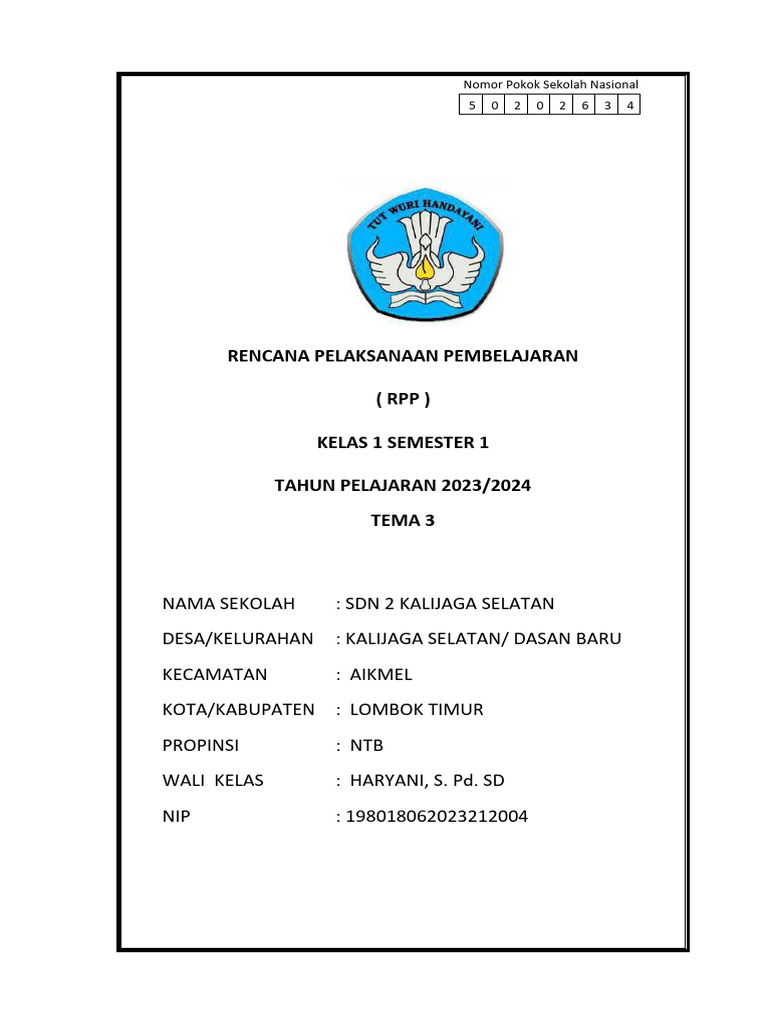 RPP K13 Kelas 1 Tema 3 | PDF | Seni & Disiplin Bahasa