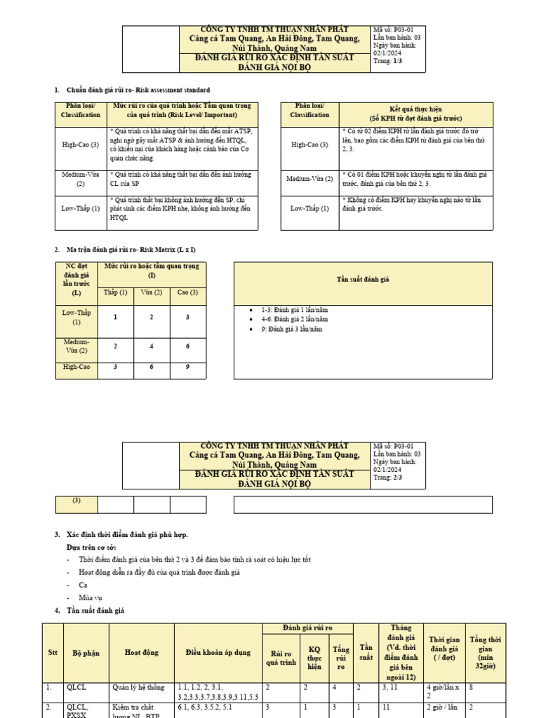 BM04 TT03.BM01 Đánh Giá R I Ro - BRCGS | PDF