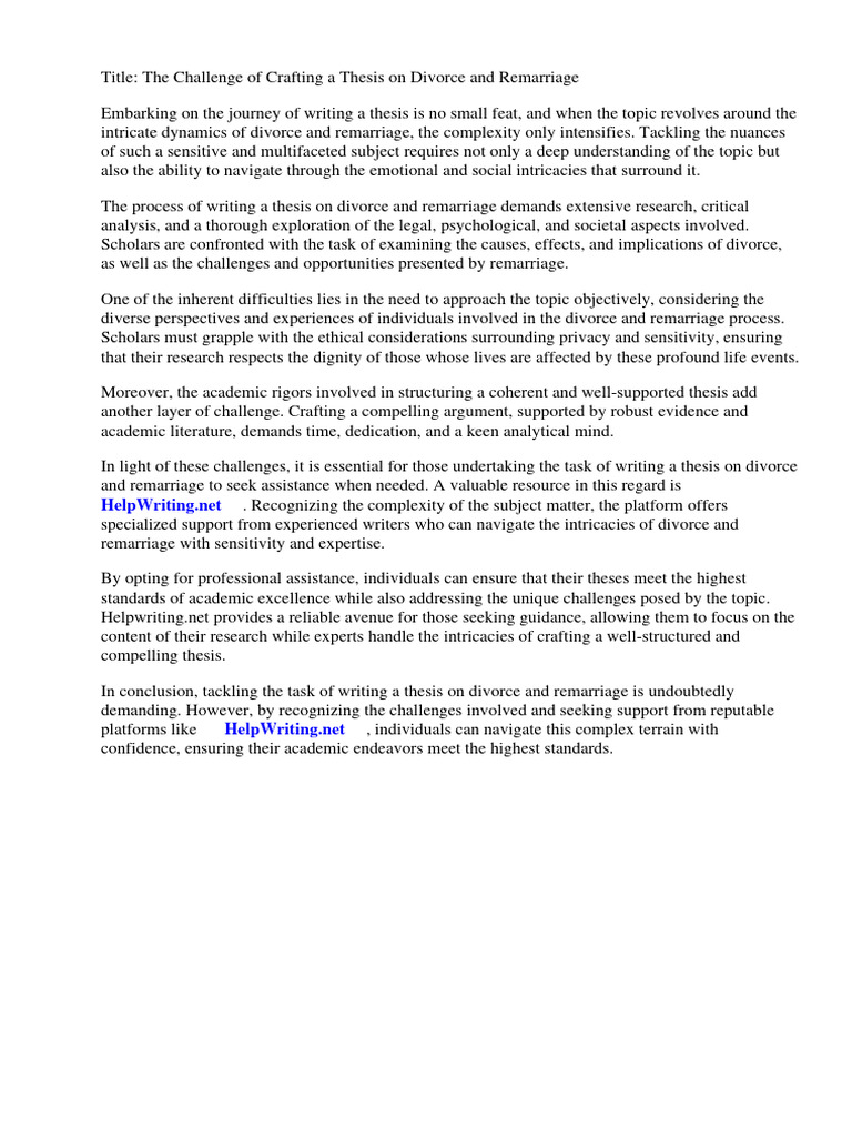 Thesis On Divorce and Remarriage | PDF | Marriage | Jesus