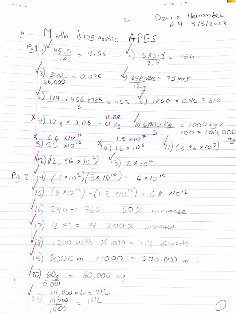 Apes Math Diagnostic | PDF