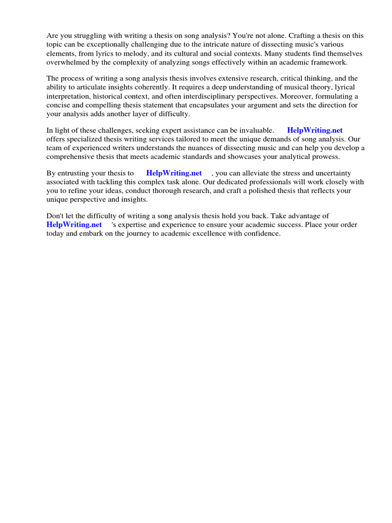 Song Analysis Thesis Statement | PDF | Essays | Thesis