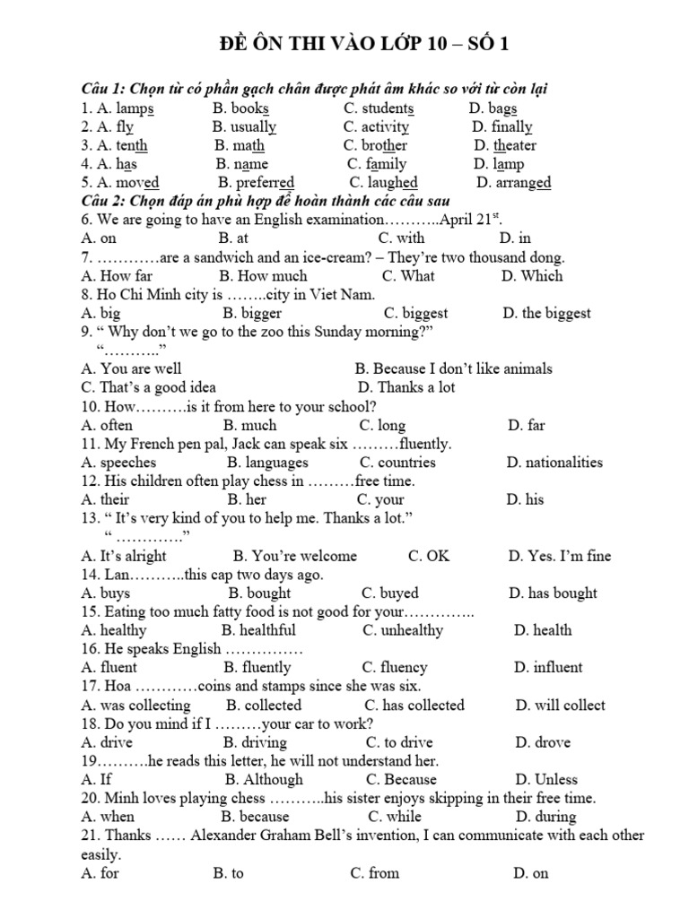 Cac de Luyen Thi | PDF