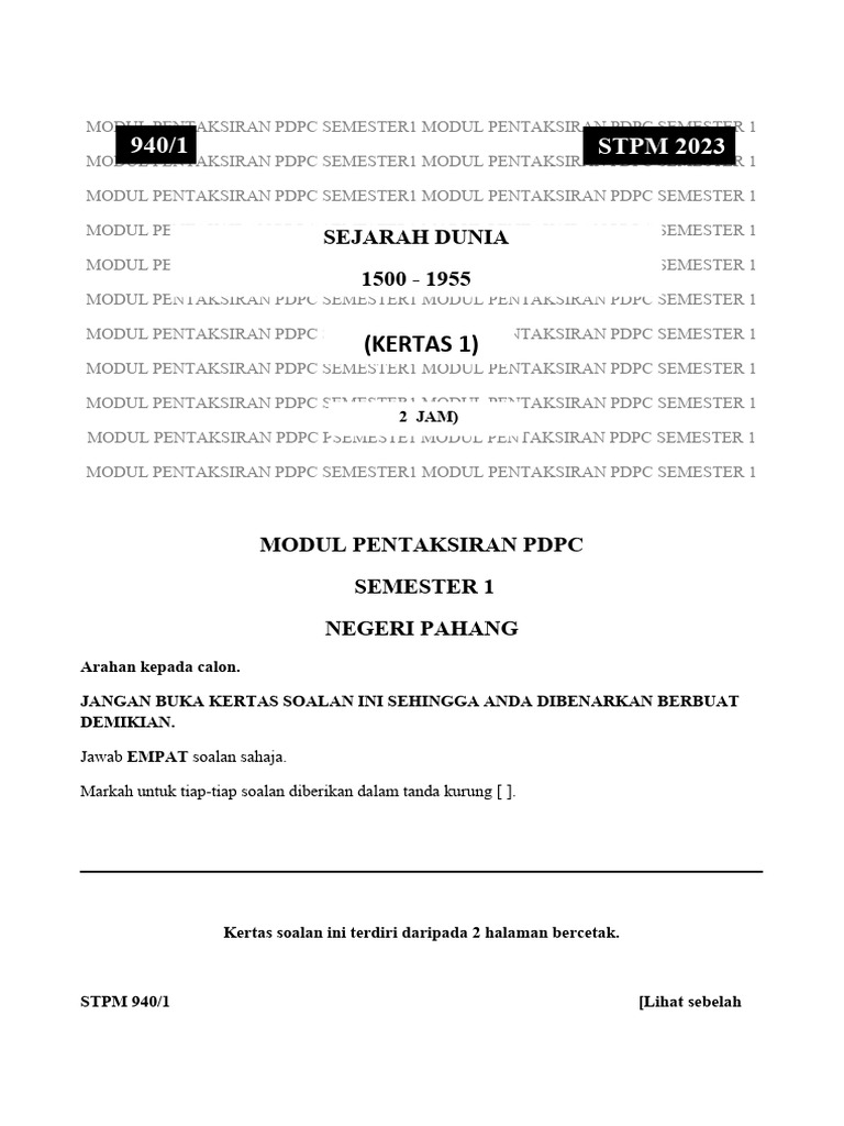 SOALAN SEJARAH S1 2023 pahang | PDF SOALAN SEJARAH S1 2023 pahang | PDF