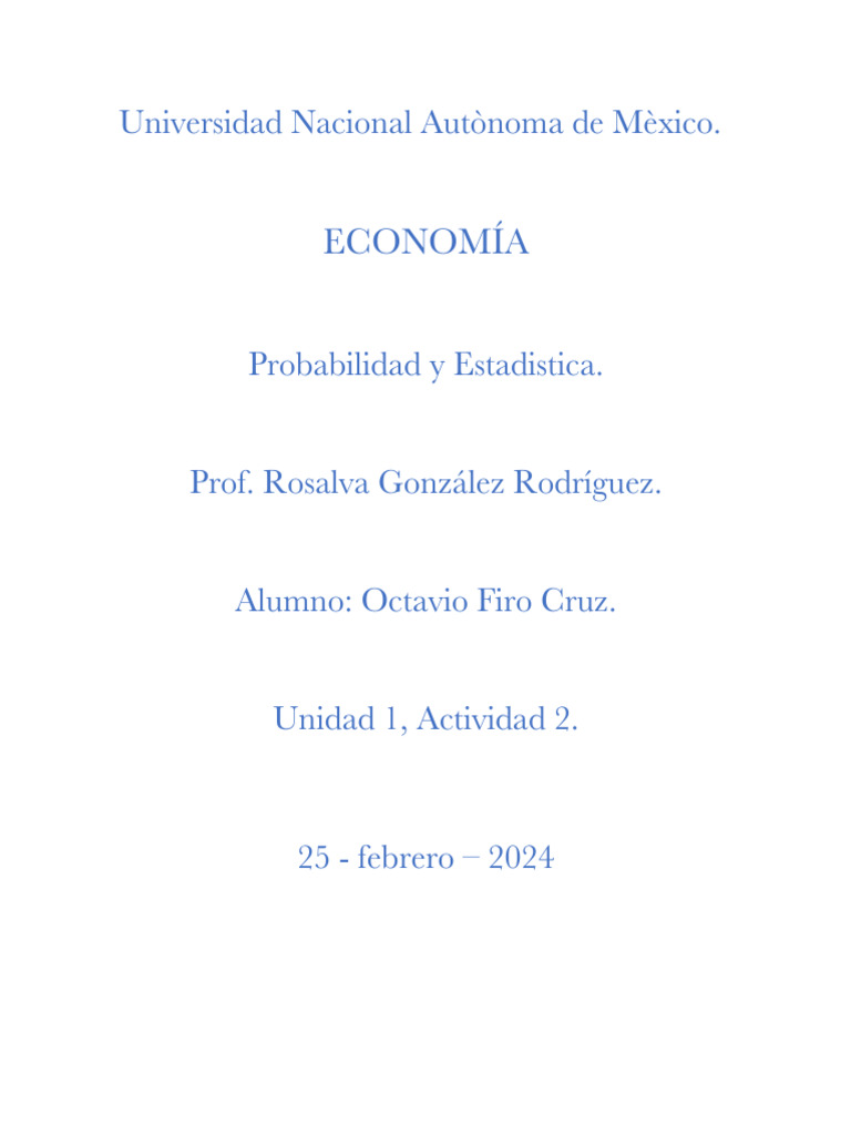 Act.2 Probabilidad y Estadistica | PDF | Matemáticas | Probabilidades y estadísticas