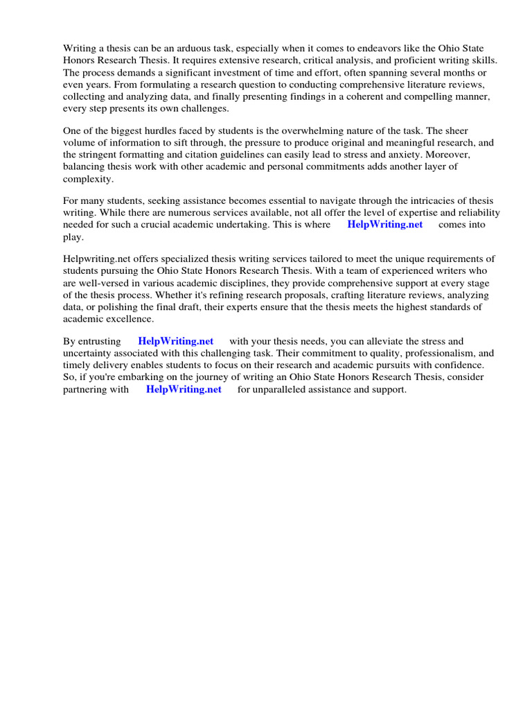 Ohio State Honors Research Thesis | PDF | Citation | Apa Style