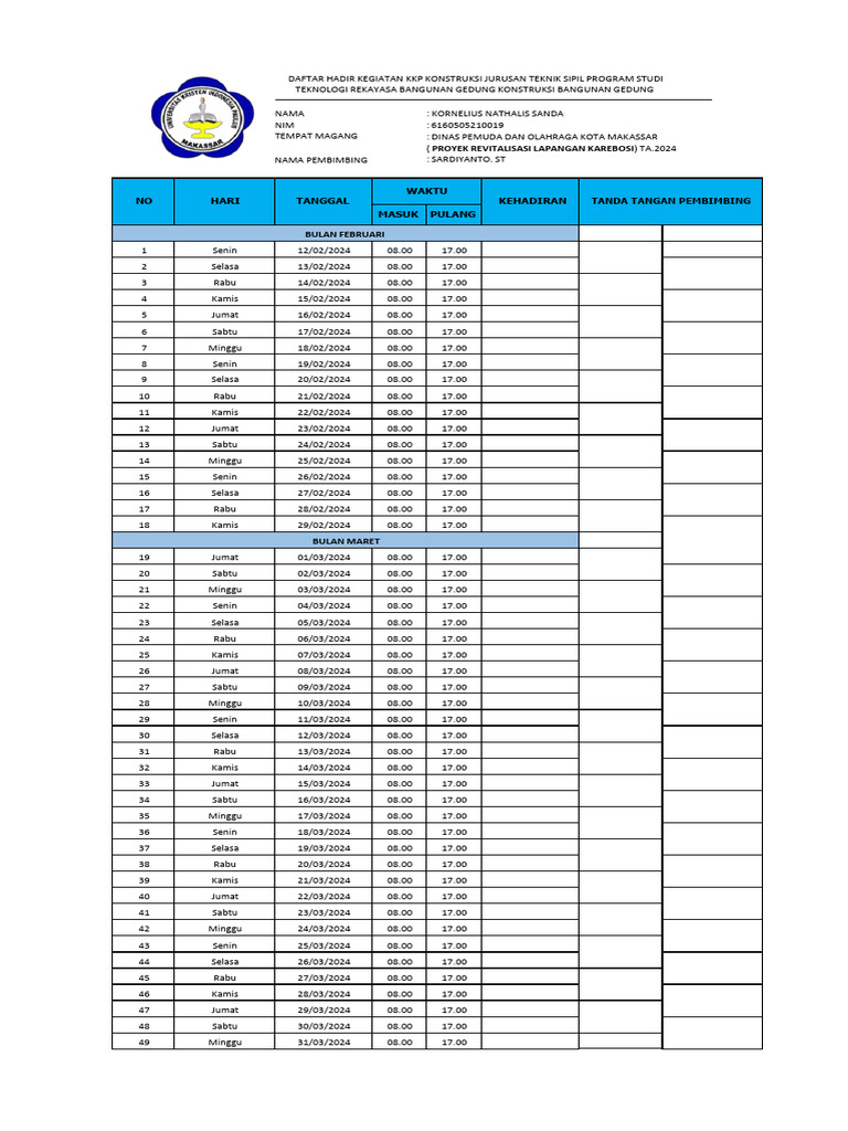 TAMPLATE ABSENSI KKP REV.NATALIS | PDF TAMPLATE ABSENSI KKP REV.NATALIS | PDF