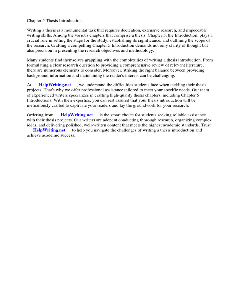 Chapter 5 Thesis Introduction | PDF | Thesis | Mathematics
