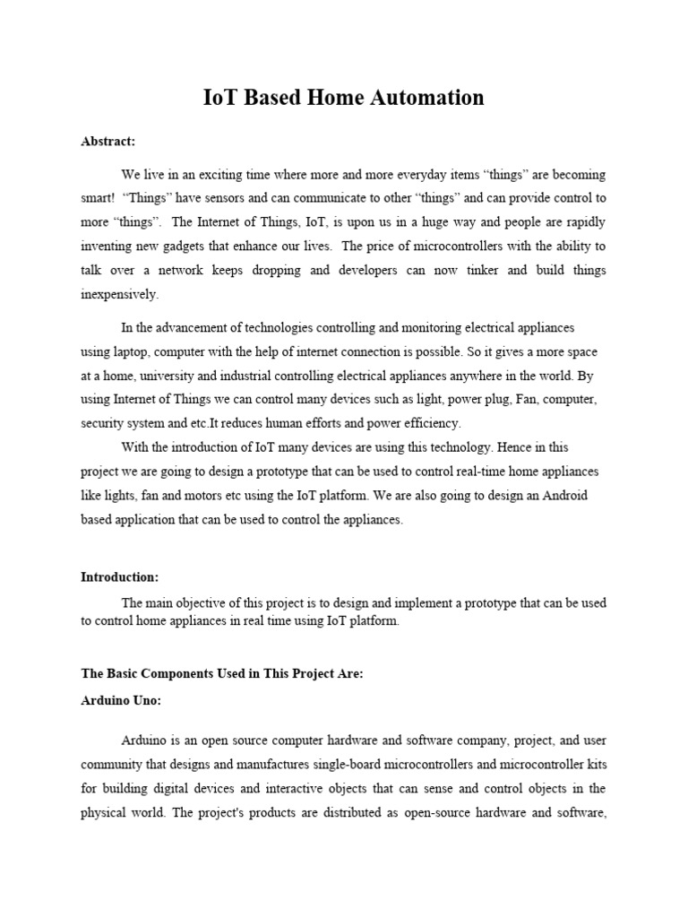 IoT Based Home Automation | PDF | Relay | Arduino