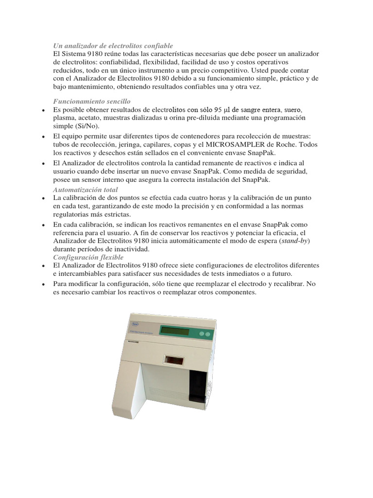 Roche 9180 Electrolyte Analyzer | PDF | Impresora (Computación ...