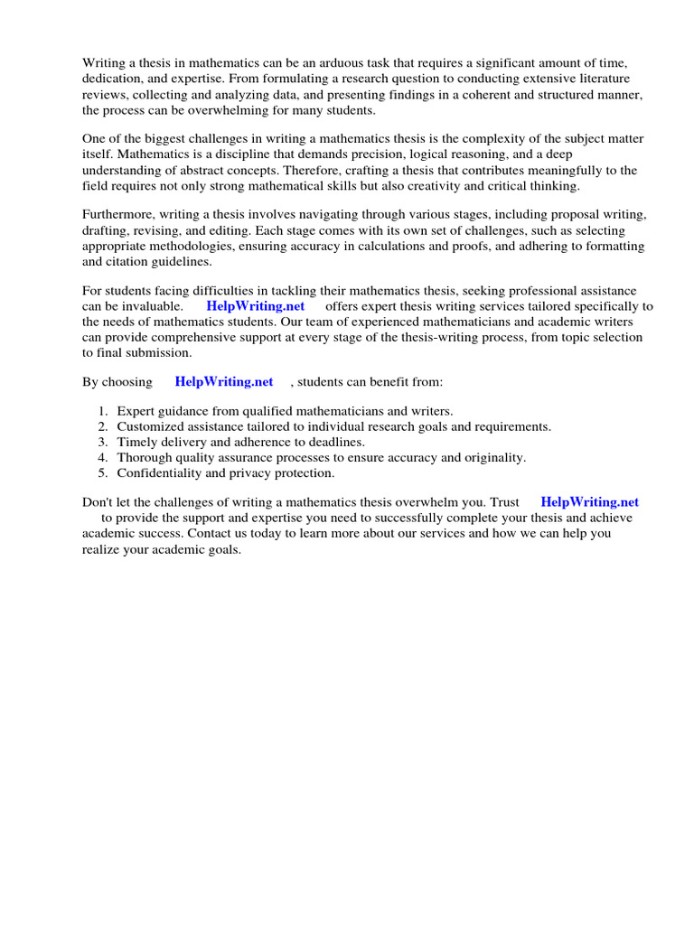 Thesis in Mathematics | Download Free PDF | Thesis | Mathematics