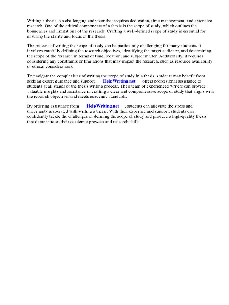 How To Write Scope of Study in Thesis | PDF | Thesis | Scope (Computer Science)