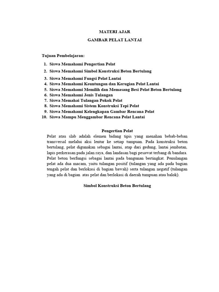 Materi Ajar Pelat | PDF