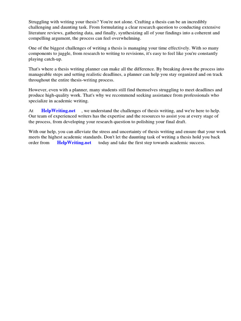 Thesis Writing Planner | PDF | Thesis | Essays Thesis Writing Planner | PDF | Thesis | Essays