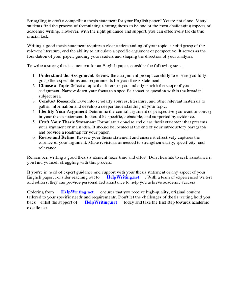 Crafting a Strong Thesis Statement | PDF | Essays | Thesis