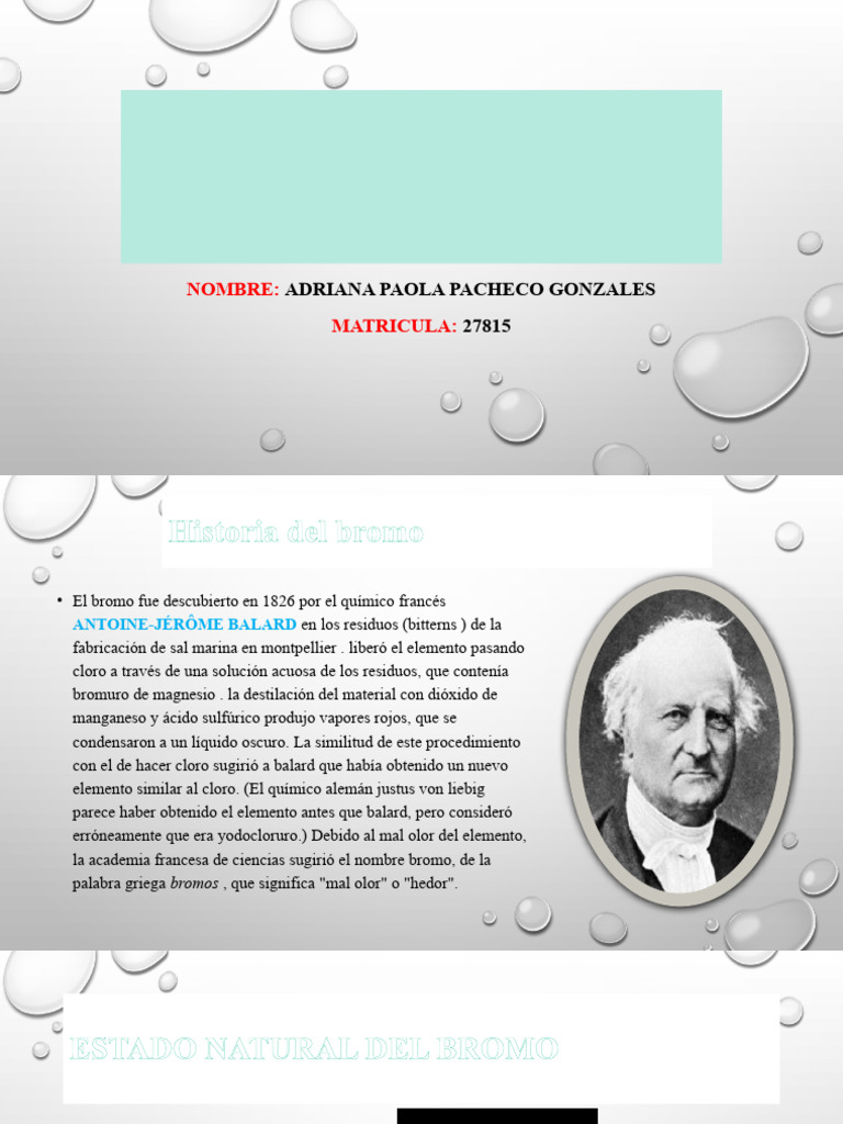 Historia y propiedades del bromo | PDF | Átomos | Química