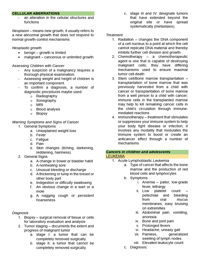 CELLULAR and CHROMOSOMAL ABERRATIONS | PDF | Cancer | Chemotherapy